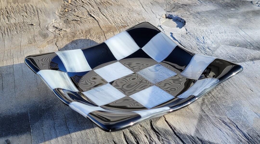 Chessboard Fused and Slumped Glass Dish/candle Holder - Etsy