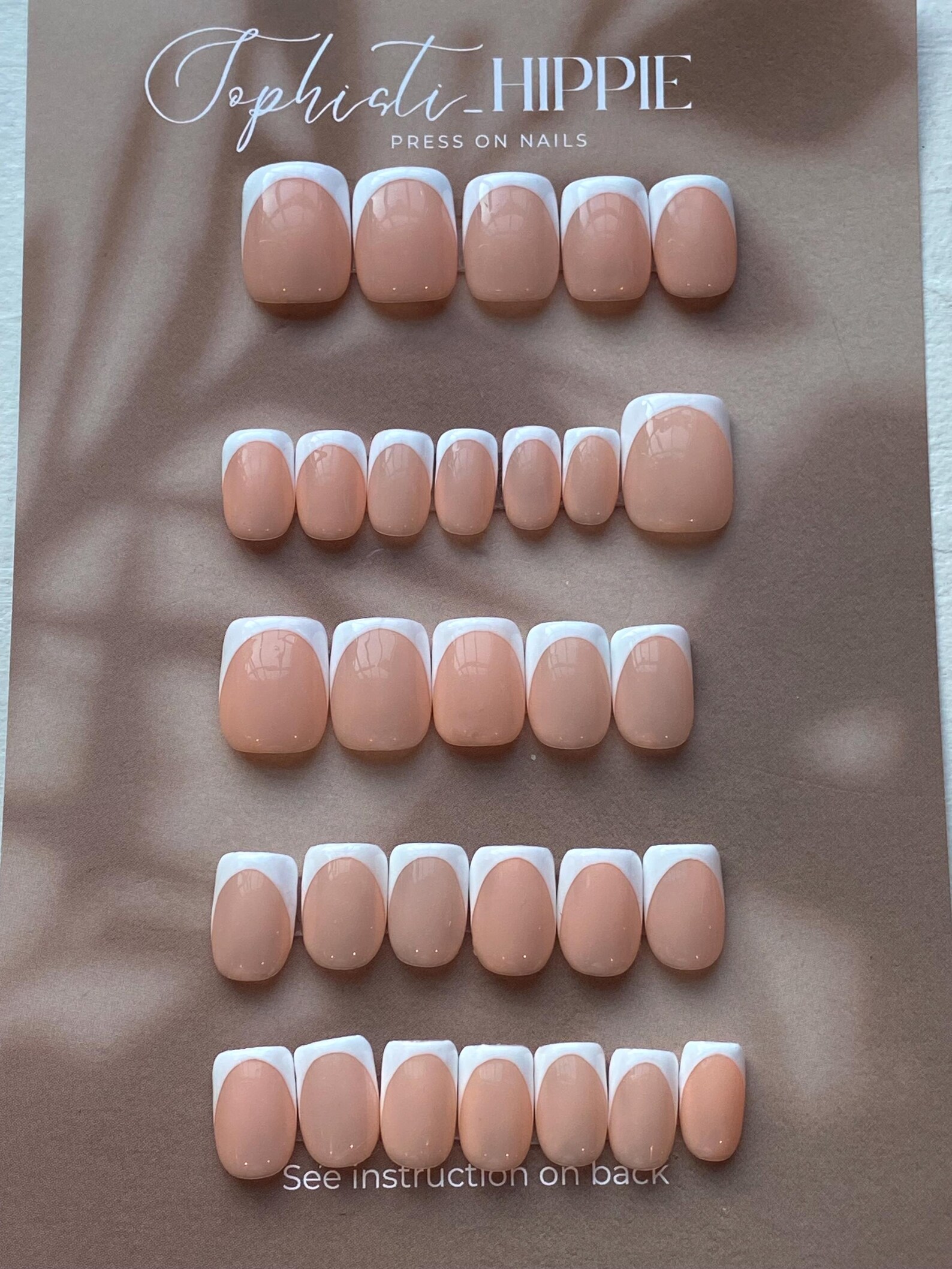 White French Tips With Deep Smile Line Press on Nails Pack - Etsy