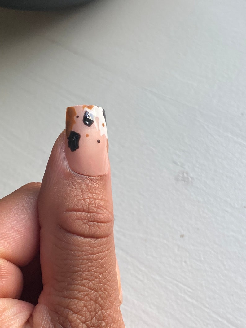 Cow Print French Tip Press on Nails - Etsy