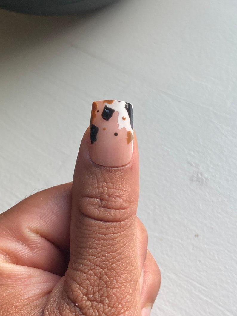 Cow Print French Tip Press on Nails - Etsy