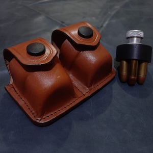 K003 Leather Double Speedloader Pouch for 357 Magnum Smith&wesson ...