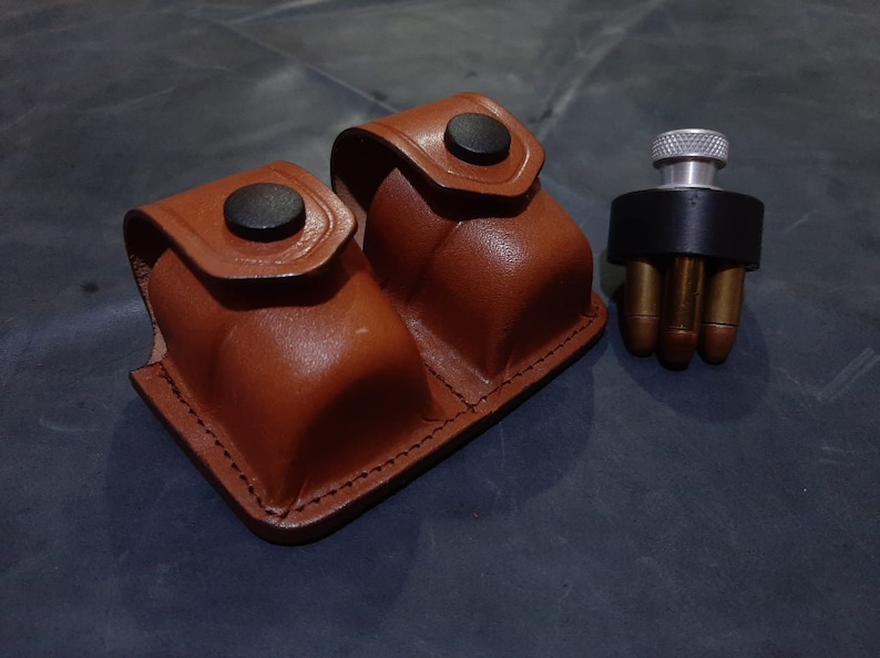 K003 Leather Double Speedloader Pouch for 357 Magnum - Etsy