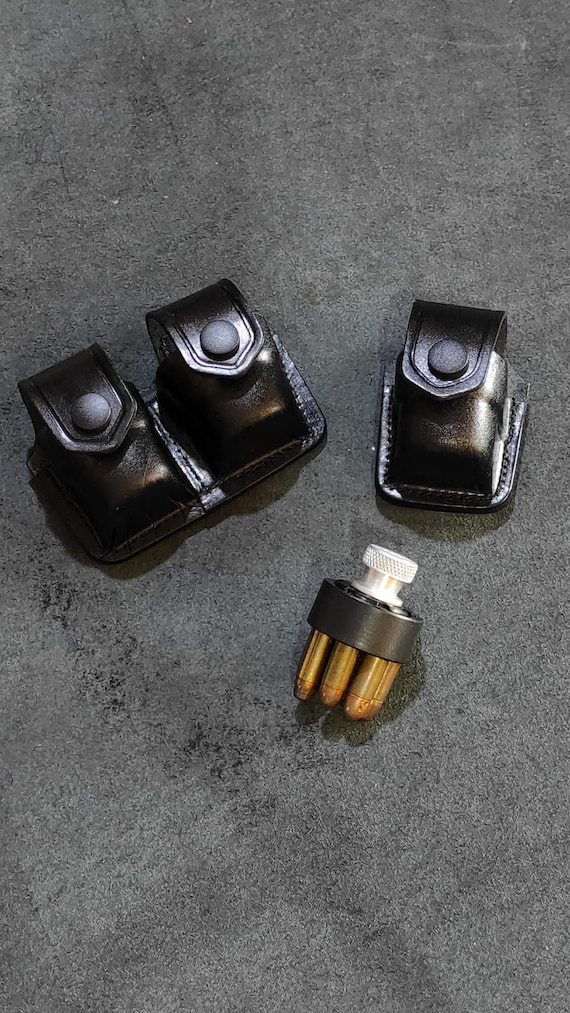 KM0205 Leather Single and Double Speedloader Pouch With Belt - Etsy