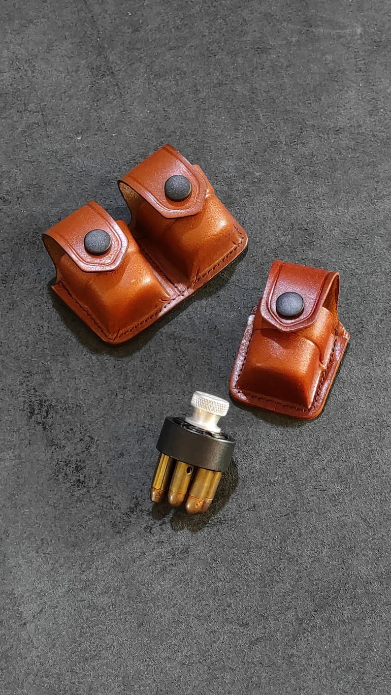 K0103 Leather Single and Double Speedloader Pouch With Belt - Etsy