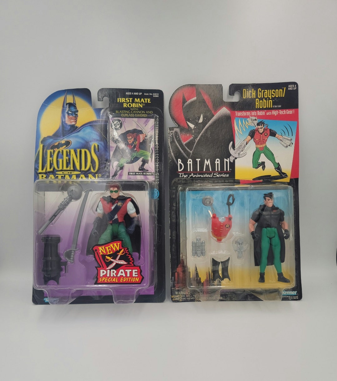 Two Vintage ROBIN Action Figures 1993 Batman the Animated Series & 1995 ...