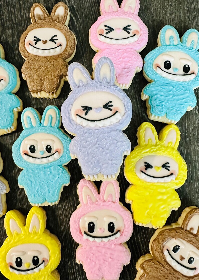 Labubu Theme Cookies: Custom Color Vanilla Cookies, Set of 12 - Etsy