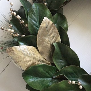 Elegant Winter Christmas Magnolia Gold Wreath Gold Magnolia - Etsy