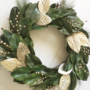 Elegant Winter Christmas Magnolia Gold Wreath Gold Magnolia - Etsy