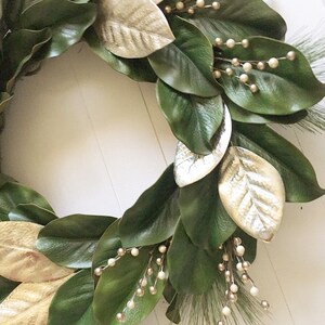 Elegant Winter Christmas Magnolia Gold Wreath Gold Magnolia - Etsy