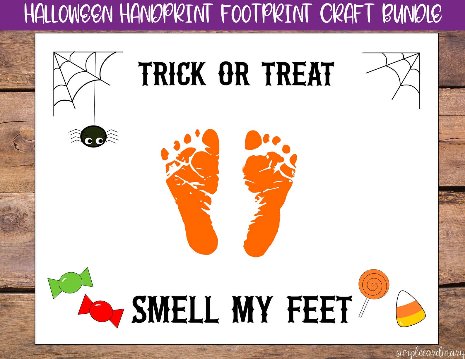 Halloween Handprint Footprint Craft Bundle Fall Printable - Etsy