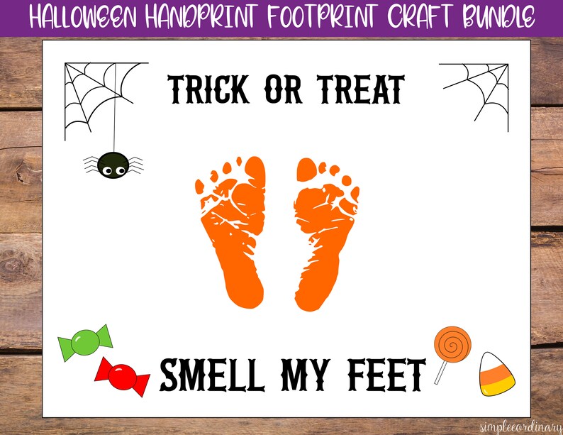 Halloween Handprint Footprint Craft Bundle Fall Printable - Etsy