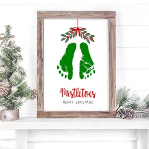 Mistletoes Footprint Crafts, Printable Handprint Card, Daycare ...