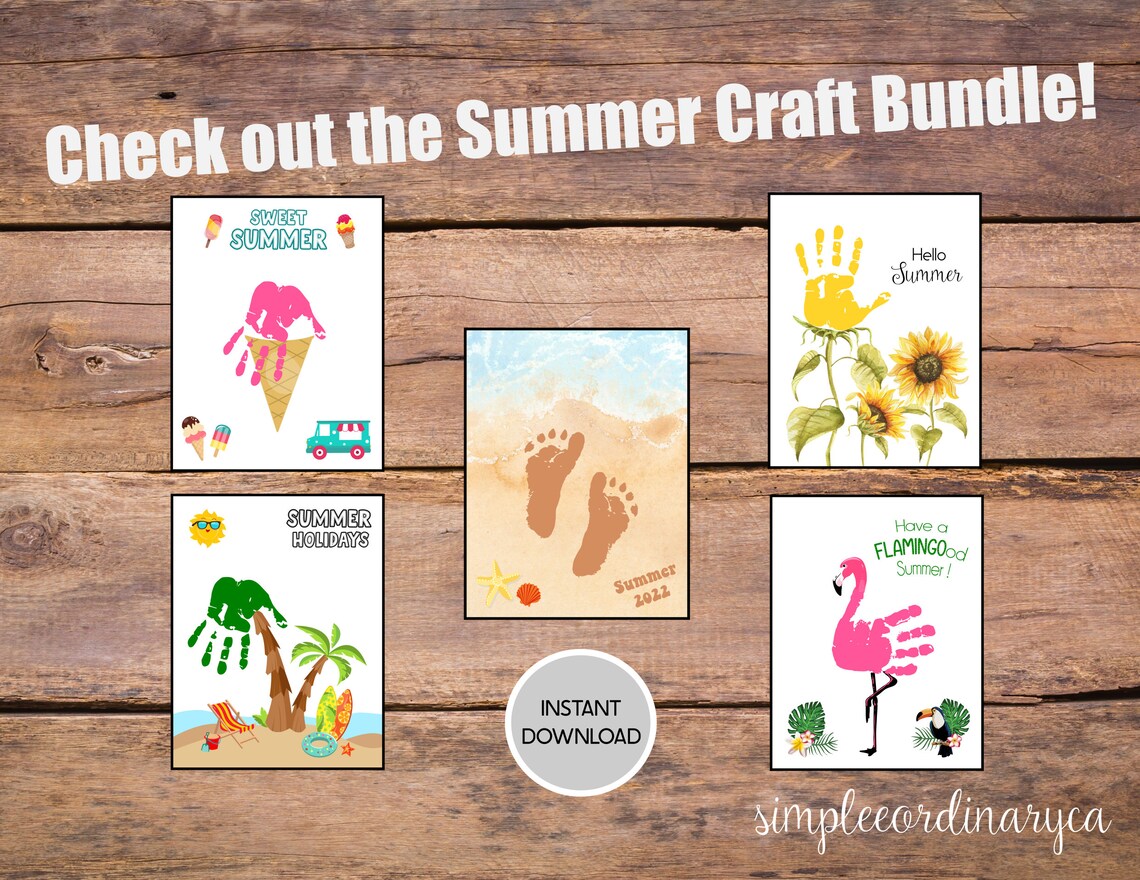 Summer Beach Footprint Craft Printable Footprint Art Daycare - Etsy