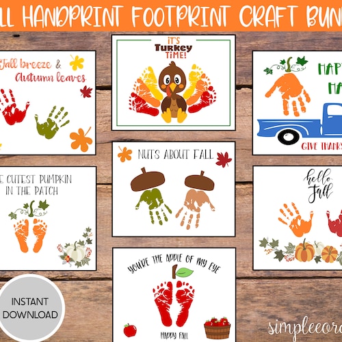 Thanksgiving Handprint Footprint Craft Bundle Fall Printable - Etsy