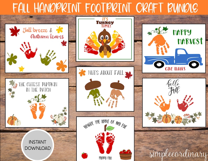 Fall Bundle Handprint Footprint Crafts Printable Handprint - Etsy