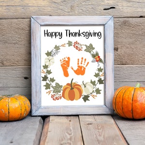 Happy Thanksgiving Handprint Crafts, Printable Footprint Art, Daycare ...
