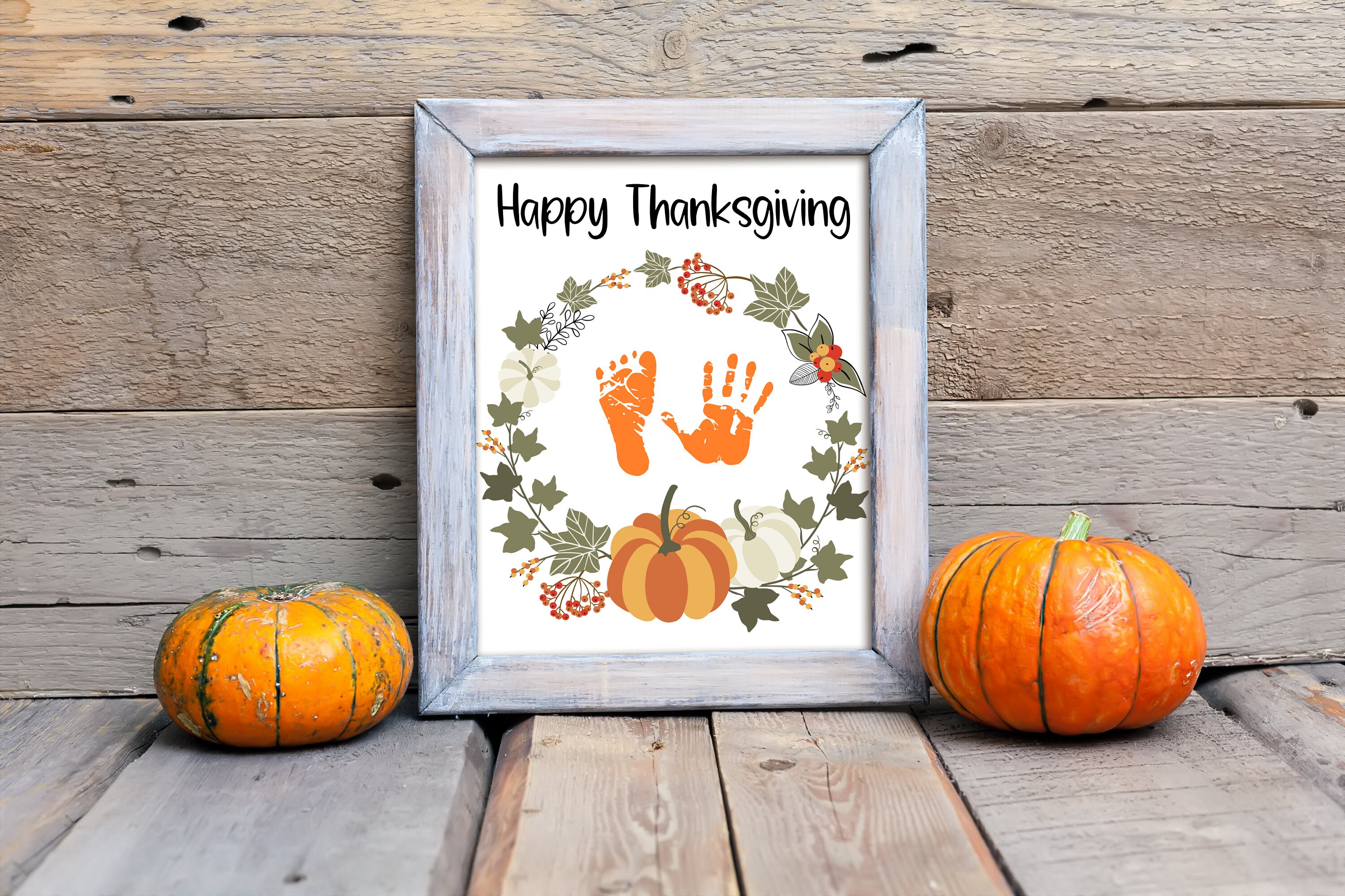 Happy Thanksgiving Handprint Crafts, Printable Footprint Art, Daycare ...