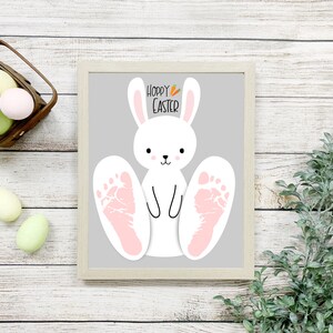 Hoppy Easter Bunny Footprint Crafts, Printable Footprint Art, Daycare ...