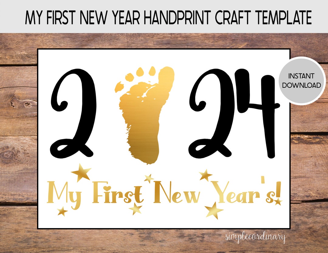 2024 My First New Year Footprint Craft, Printable Handprint Art, DIY ...