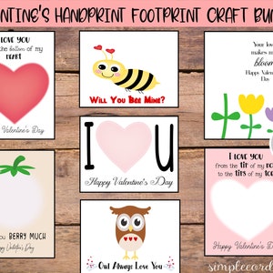Valentine's Day Handprint Footprint Craft Bundle, Printable Craft Art ...