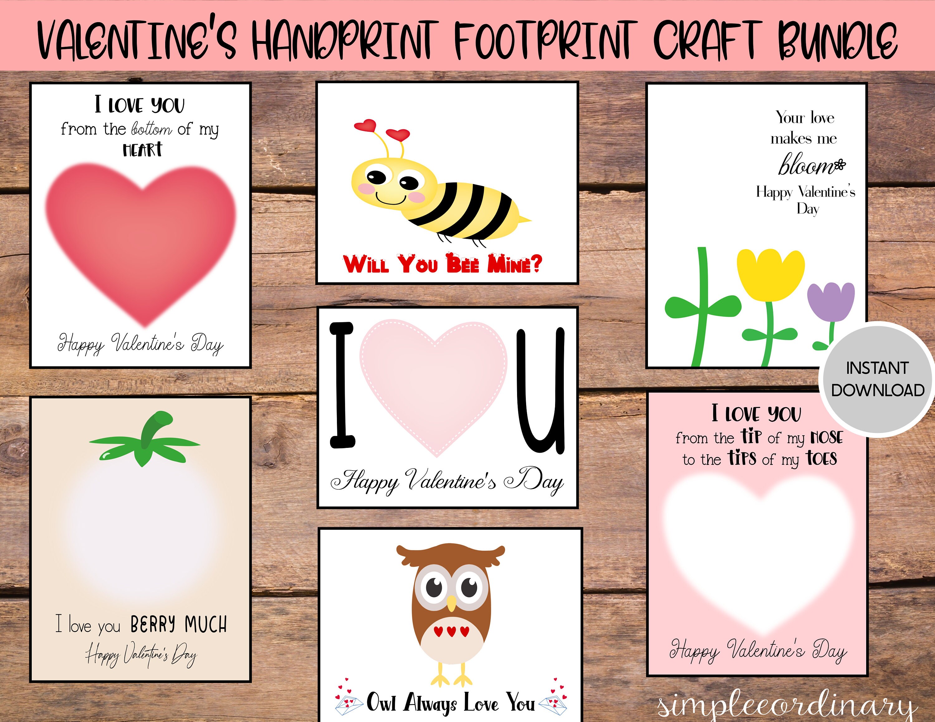 Valentine's Day Handprint Footprint Craft Bundle | Etsy