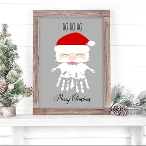 Santa Handprint Crafts, Printable Footprint Art Card, Daycare Preschool ...