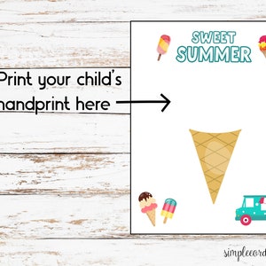 Sweet Summer Ice Cream Handprint Craft, Printable Handprint Art ...
