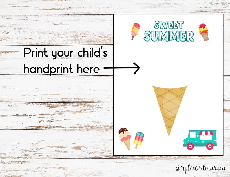 Sweet Summer Ice Cream Handprint Craft Printable Handprint - Etsy