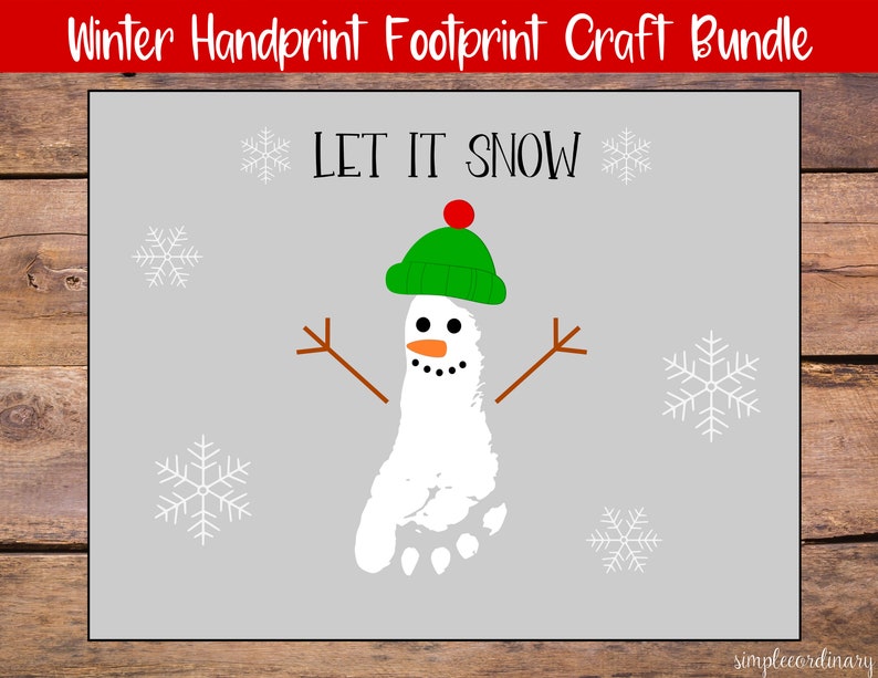 Winter Handprint Footprint Craft Bundle Winter Printable - Etsy