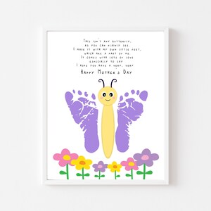 Mother's Day Butterfly Footprint Craft, Printable Footprint Art ...