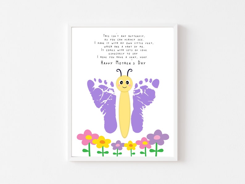 Mother's Day Butterfly Footprint Craft Printable - Etsy