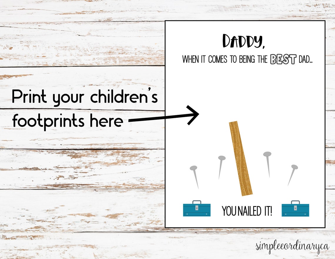 Father's Day You Nailed It Footprint Craft Printable - Etsy