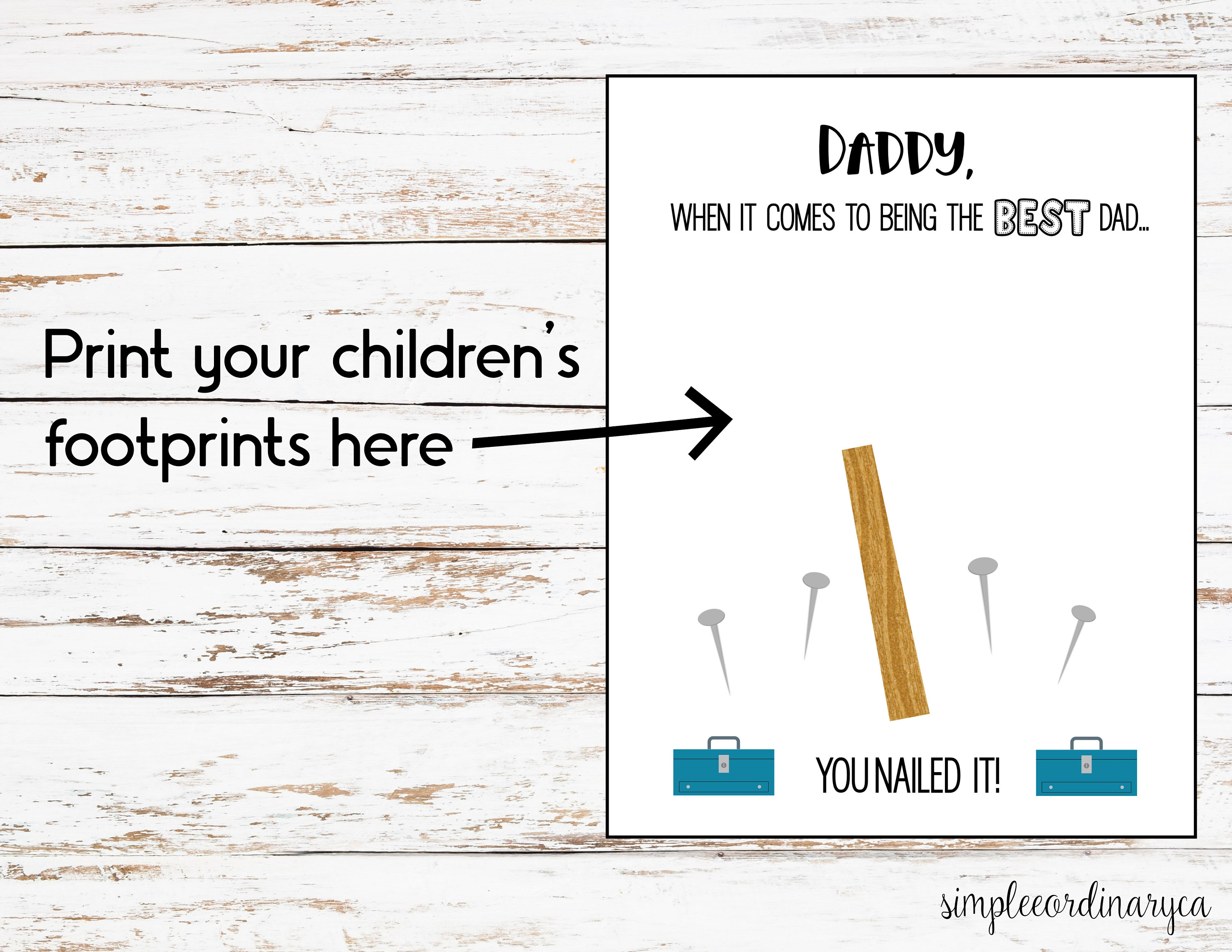 Father's Day You Nailed It Footprint Craft, Printable Footprint Craft ...