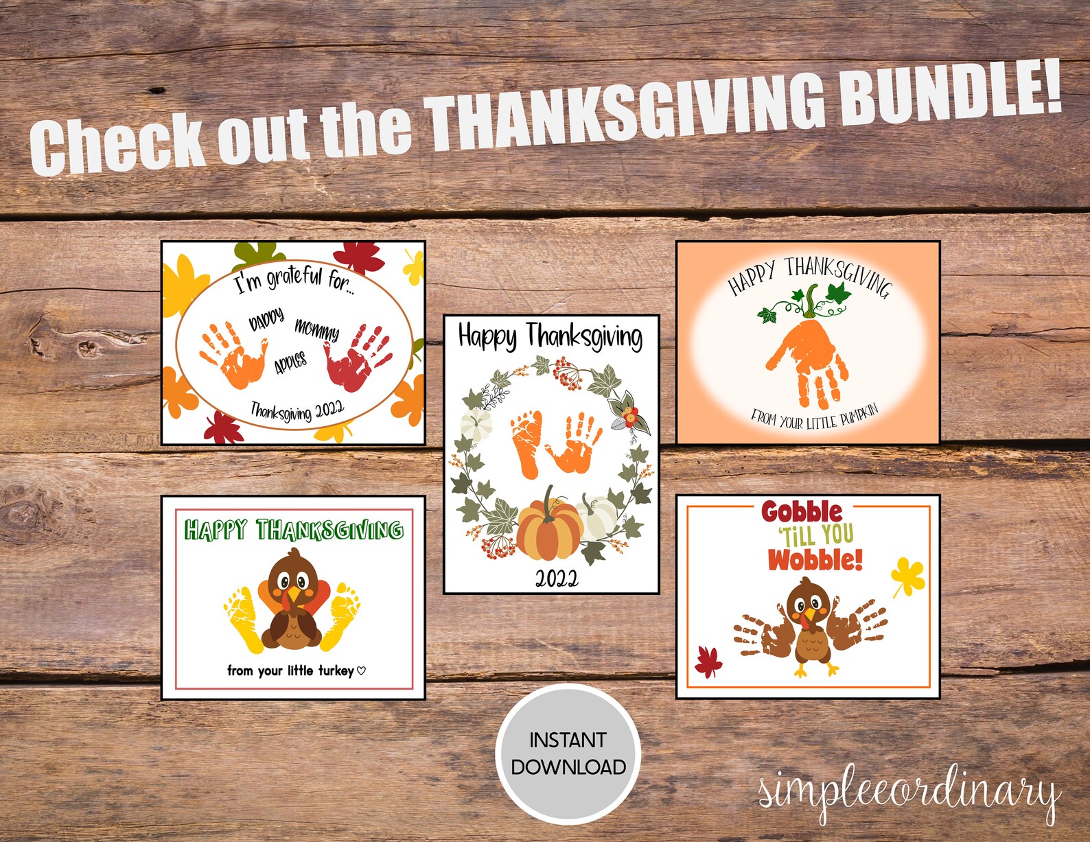 Happy Thanksgiving Handprint Crafts Printable Footprint Art | Etsy