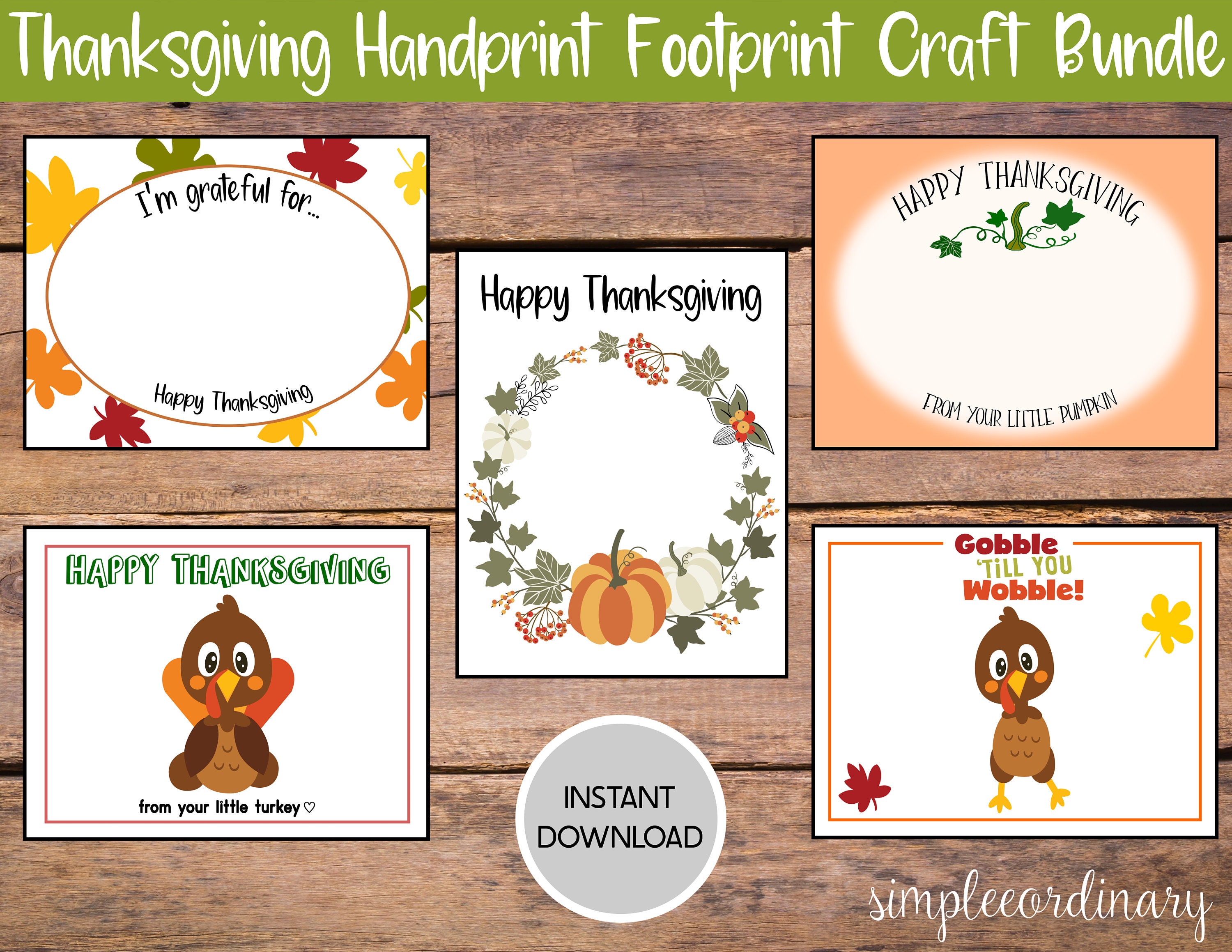 Thanksgiving Handprint Footprint Craft Bundle, Fall Printable Gift ...