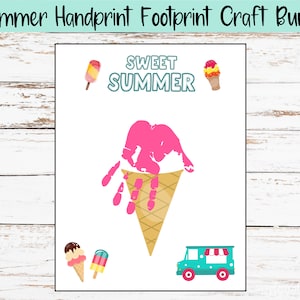 Summer Handprint Footprint Craft Bundle, Printable Handprint Footprint ...