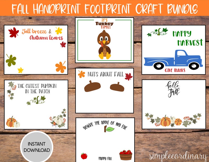 Fall Bundle Handprint Footprint Crafts, Printable Handprint Art ...