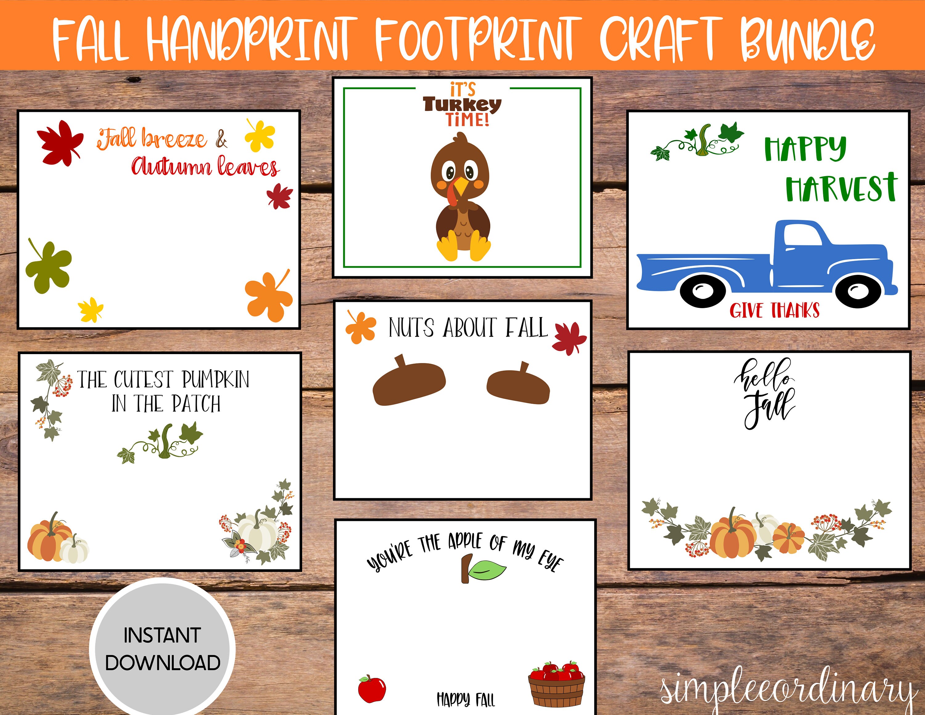 Fall Bundle Handprint Footprint Crafts Printable Handprint - Etsy Canada