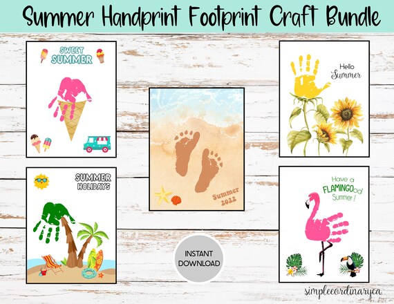 Summer Handprint Footprint Craft Bundle Printable Handprint - Etsy