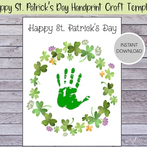 Happy St.patrick's Day Handprint Footprint Craft, Printable Craft Card ...