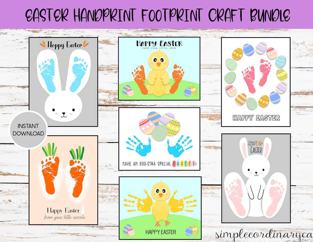 Easter Handprint Footprint Craft Bundle, Printable Handprint Footprint ...