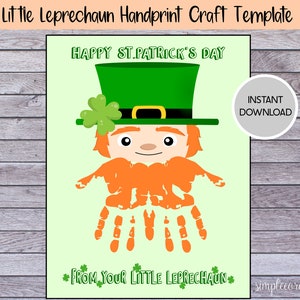 Lucky Leprechaun Handprint Craft, St.patrick's Day Craft, Printable ...