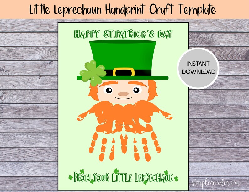 Lucky Leprechaun Handprint Craft, St.patrick's Day Craft, Printable ...