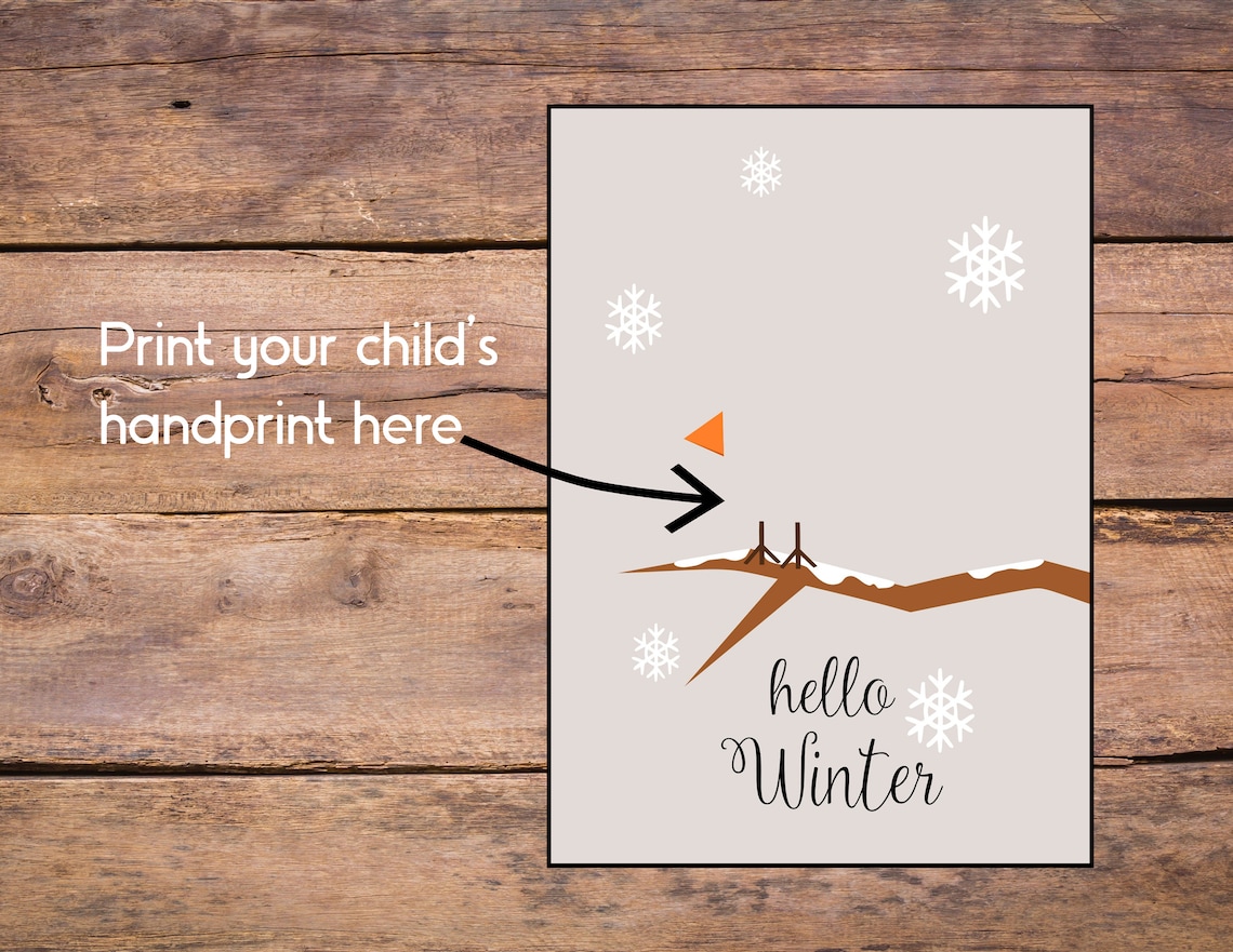 Hello Winter Handprint Craft Winter Printable Card Daycare | Etsy