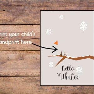 Hello Winter Handprint Craft, Winter Printable Card, Daycare Preschool ...