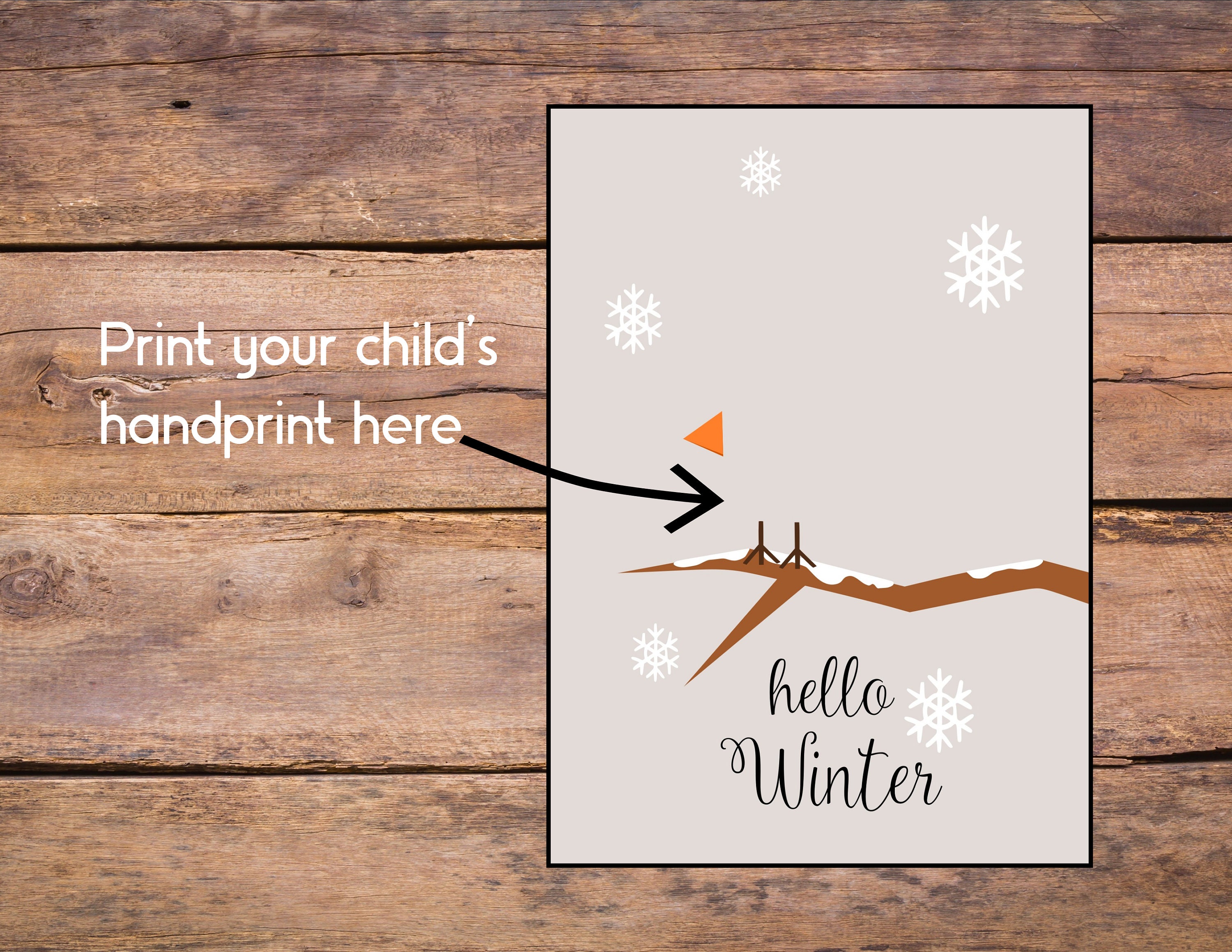 Hello Winter Handprint Craft Winter Printable Card Daycare | Etsy