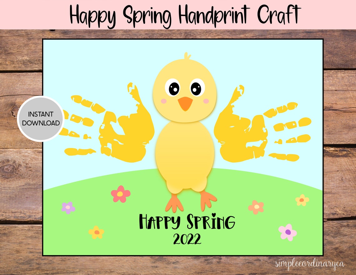 Happy Spring Chick Handprint Craft Printable Handprint Art | Etsy