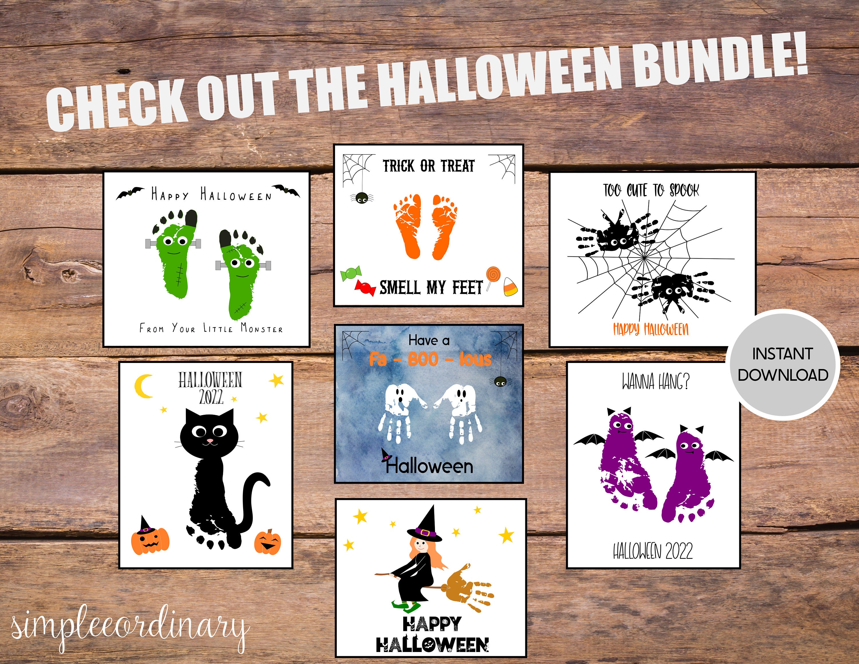 Halloween Black Cat Footprint Craft Template Printable - Etsy