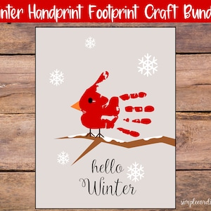 Winter Handprint Footprint Craft Bundle, Winter Printable Cards ...