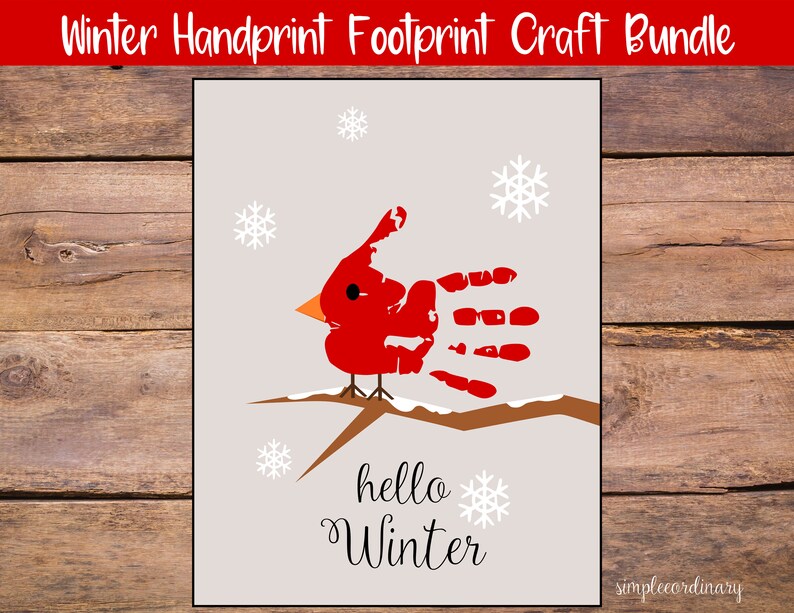 Winter Handprint Footprint Craft Bundle, Winter Printable Cards ...